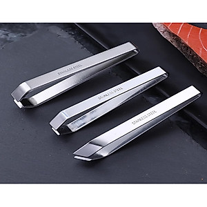 2 Pieces Fish Bone Tweezers, Stainless Steel Flat and Slant Tweezers Pliers Remover Tool (4.6")