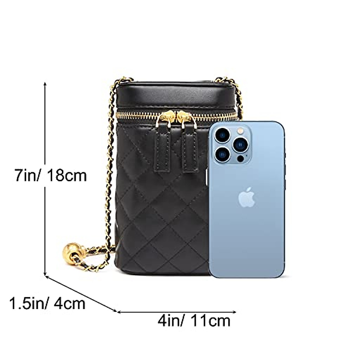 Dboar Women Mini Quilted Purses, Small Crossbody Black Shoulder bag, Trendy Clutch with Chain Strap Leather (Mini, Black)