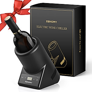 EUHOMY Wine Chiller Electric, Portable Wine Bottle Chiller for 750ml Wine & Champagne, Single Bottle Wine Cooler on Patio, Keep Cold Up to 1 Day- Extra Surprise for Wine Lovers