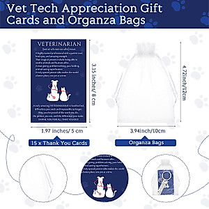 XunYee 15 Sets Christmas Vet Tech Gifts Veterinarian Thank You Keychains Paw Print Appreciation Keychains Inspirational Thank You Cards Organza Bags Appreciation Gifts Bulk for Coworker Assistant