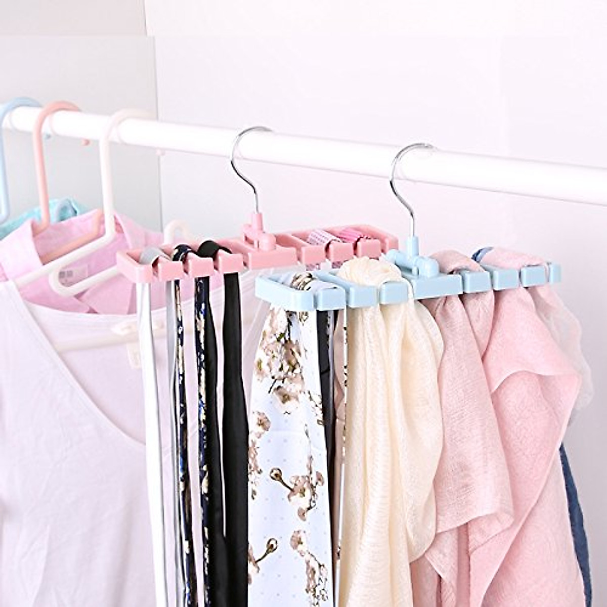 ArMordy(TM) Multifuction Storage Storage Rack Tie Belt Organizer Space Saver Rotating Scarf Ties Hanger Wardrobe Finishing Rack Space Saver[ blue ]