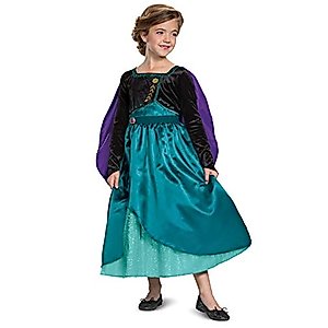 Disney Frozen 2 Anna Costume for Girls, Deluxe Dress and Cape Outfit, Child Size Medium (7-8)