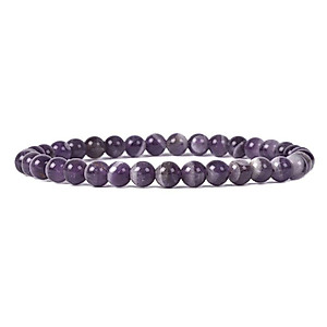 Natural African Amethyst Gemstone 6mm Round Beads Stretch Bracelet 6.5 Inch