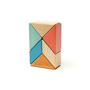 6 Piece Tegu Pocket Pouch Prism Magnetic Wooden Block Set, Sunset