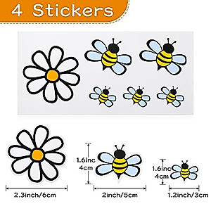 Honey Bee Party Decorations, Bee Baby Centerpieces Honeycomb Decorations with Bee Sunflower Stickers for Bee Themed Party Baby Shower Birthday Table Party Decoration (4 Sets)