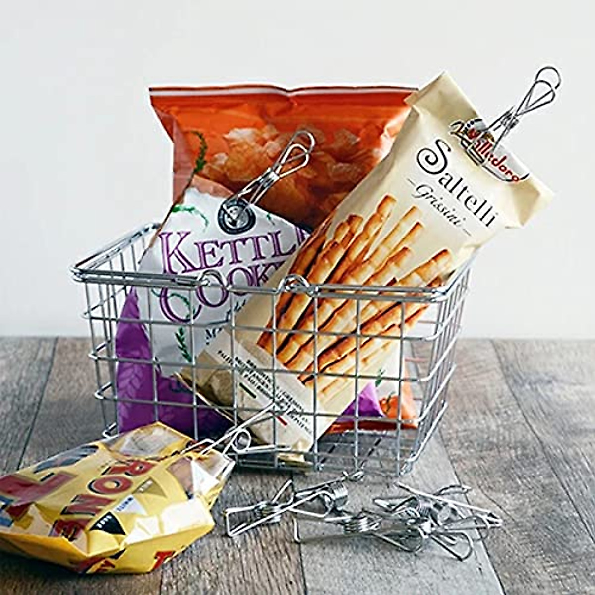 40 Pack Stainless Steel Clothes Pins, Stainless Steel Laundry Hanging Clothesline Clips Clothes Pegs for Washing Line Clothes Pegs Strong Card Pegs Metal Clips Fabric Clips for Clothes, Paper Files