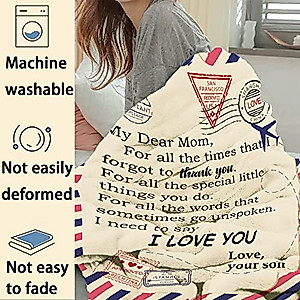 Valporia Gifts for Mom from Son Valentines Day Gifts for Mom Mom Gifts for Birthday from Husband Presents for Mom Who Has Everything Fuzzy Fleece Blanket with Letter Warm Soft