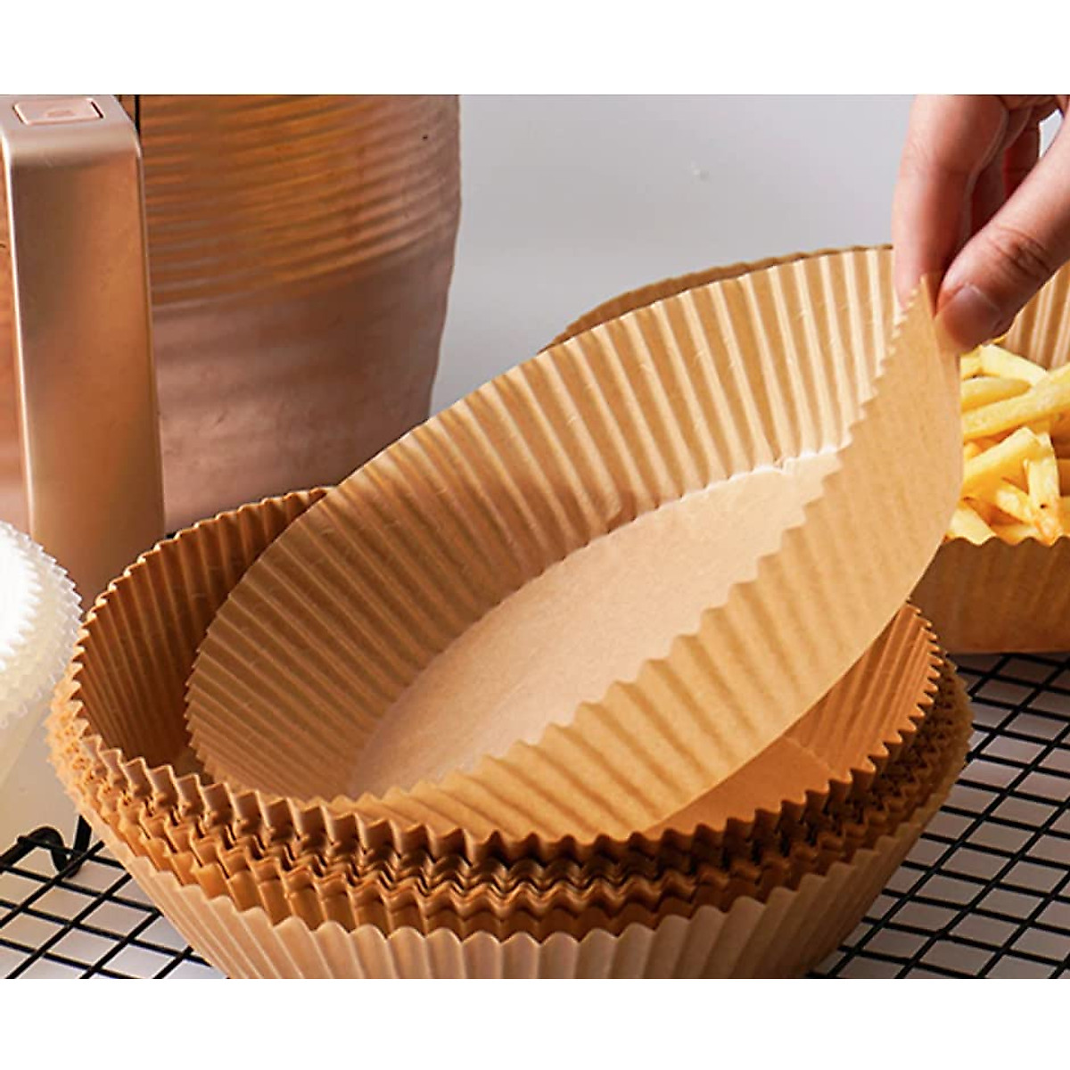 Original, Air Fryer Disposable Paper Liner, Parchment Paper for Air Fryer Oil-proof, Water-proof air fryer sheets, Food Grade Parchment Paper for Baking Roasting (6.3inch 50pcs)