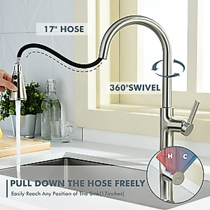 Lavatrum Brushed Nickel Kitchen Faucet with 3-Function Sprayer Pull Down Sprayer Extended Body Single Handle High Arc Kitchen Sink Faucet 17 Inch