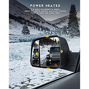 OCPTY Tow Mirrors Power Heated Left Driver Right Passenger Side Towing Mirrors Fit for 2009-2010 for DODGE for Ram 1500 2011-2016 for Ram 1500 2500 3500 with Turn Signal Puddle Light with Black