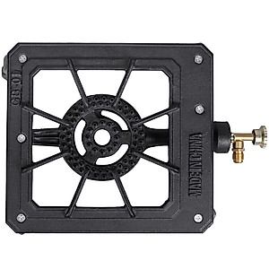 JNTKE Single Portable Burner, Cast Iron Propane LPG Gas Stove, Outdoor Stove BBQ 15000 BTU Camping Cooker for Barbecue Grilling, Tailgating, Hiking