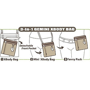 Chala Paw Print 3-in-1 Gemini Crossbody Handbag, Dog Lovers Gift (Brown)