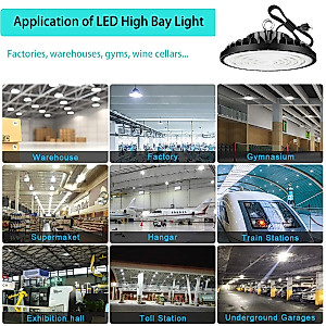 LIGHEART 10Pack UFO LED High Bay Light 300W,42000lm (Eqv.1000W MH/HPS) High Bay LED Lights, 6000K with US Plug Commercial Bay Lighting Energy Saving