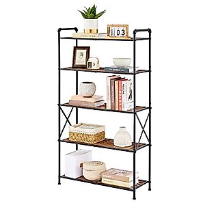 Tajsoon 5 Tier Bathroom Shelf Unit Free Standing Shelves, Widen Display Shelf, Multipurpose Storage Shelf for Bathroom, Kitchen, Entryway, Living Room, Industrial Style, Metal
