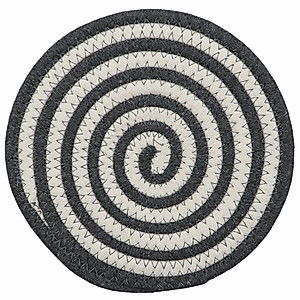 Cotton Pot Holders Hot Pads for Kitchen Heat Resistant, Thread Weave Trivet Multipurpose Pot Holder by Diameter 7 Inches, Color Matching Potholders Set of 3 (Dark Grey)