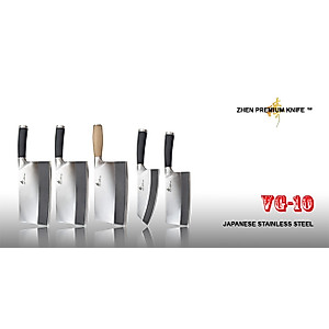 ZHEN Japanese VG-10 3-Layer forged High Carbon Stainless Steel Large Slicer Chopping chef Butcher Knife 8-inch, TPR handle