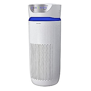 Homedics 5-in-1 UV-C Air Purifier - 360-Degree HEPA Filter for 1,659 Sq Ft, Extra Large Air Purifiers for Bedroom and Home, Essential Oil Pads, Built-In Timer, 5 Speed Settings for Large Rooms, White