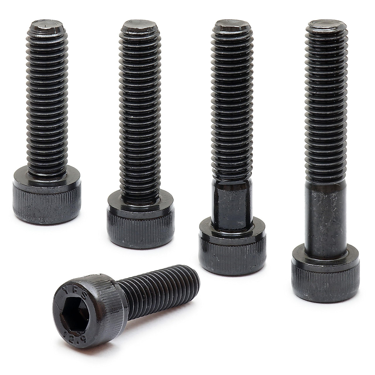 M6 / 6mm x 1.00 - Socket Head Caps Screws, Class 12.9 Alloy Steel w Black Oxide, DIN 912 / ISO 4762, Hex (Allen) Key Drive - MonsterBolts (10, M6 x 75mm PT)