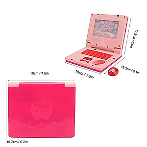 3 AA Batteries Plastic Kids Learning Laptop Cognitive Development Simulation Kids Laptop Toys (Purple Retractable Mouse)