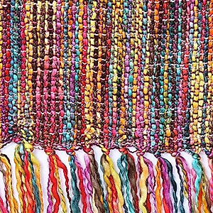 ART & ARTIFACT Boho Throw Blanket - Colorful Striped Chunky Knit Blanket Hippie Room Decor - 48" x 70" Afghan