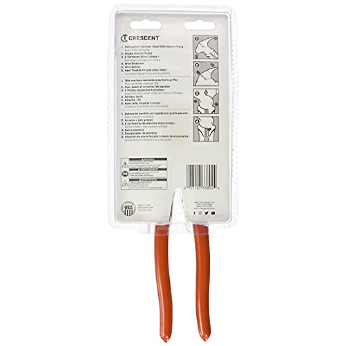 Crescent 10" Dipped Handle Heavy-Duty Solid Joint Fence Tool Pliers - 193410CVNN-05