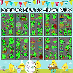 Cerlaza Luminous Easter Tattoos Temporary for Kids Party Decorations, 72 Styles Glow Easter Bunny Eggs Tattoo Stickers for Boys Girls, Easter Party Supplies Favors 10 Sheets