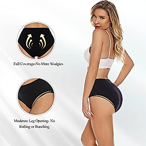 Riozz Women's High Waisted Cotton Underwear Tummy Control Briefs Ladies Full Coverage Soft Breathable Panties-5 Pack