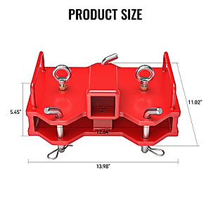 Sulythw Clamp on Forklift Trailer Hitch Attachment, Fit 2-inch Insert Forklift Trailer Hitch Receiver, Universal Forklift Ball Hitch Mount for Dual Pallet Forks Trailer Towing Adapter 6500lbs Capacity
