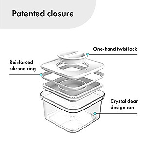 Neoflam Smart Seal 6pc Patent Airtight Kitchen Pantry Canister/Organizer Clear Plastic Container & Simple Twist Lids, 100% Leak Proof, Dishwasher Safe, BPA Free, Dry Food Storage Set, White