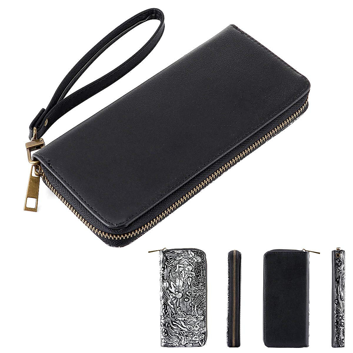 Women's Clutch Wallet Ladies Zip Around Bifold Long Purse Travel Phone Card Holder Organizer Wrist Strap (Venus)