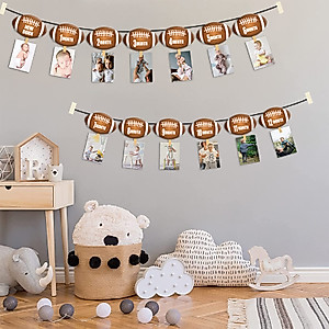 Football 1st Birthday Monthly Photo Banner Football Theme First Year Photo Banner for Newborn to 12 Months, First Year Down Banner With Football Balloon, Football First Birthday Party Decoration