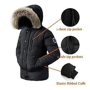 HOLISEE Men's Long Winter Coats Water Repellent Warm Fur Hooded Thicken Parkas Jacket (black, L)