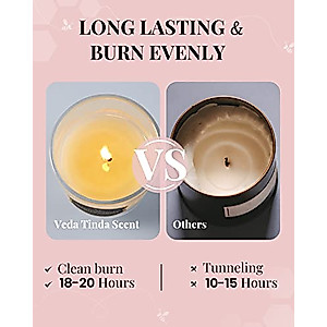 Veda Tinda Scent Candles for Home Scented, Lavender Vanilla Clove Jasmine Natural Beeswax Aromatherapy Glass Jar Candles for Relaxing, Candles Gifts Set for Women, 4-Pack Up 80 Hours Long Lasting