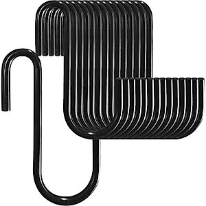 Liphontcta ALTKOL S Hooks for Hanging, 15-Pack S Shaped Hook Heavy Duty Hanging Hooks for Pots, Pans, Plants, Bags, Cups, Clothes, 2.4 Inch Metal (Black)