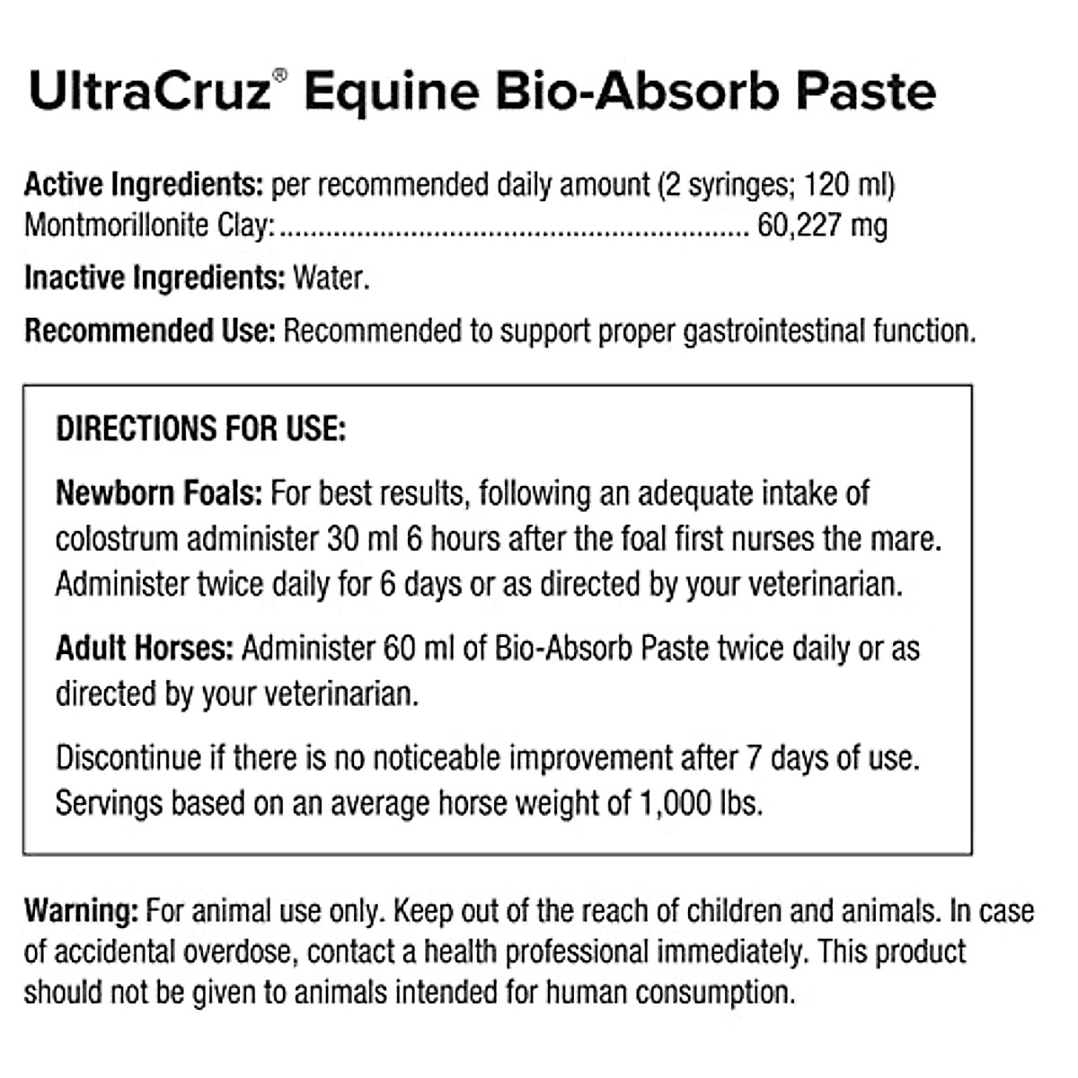 UltraCruz Equine Bio-Absorb Supplement for Horses, 60 ml, Paste (1/4 Day Supply)