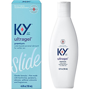 K-Y Ultragel Lube, Personal Lubricant, New Water-Based Formula, Safe for Anal Sex, Safe to Use with Latex Condoms, for Men, Women and Couples, Body Friendly 4.5 FL OZ (Pack of 6)
