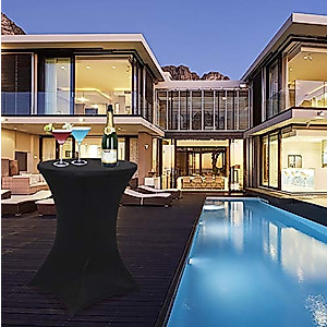 Obstal Cocktail Table Covers Stretch Spandex Black Cocktail Table Cover Cloth for Wedding, Banquet and Party (30"-32" Diameter x 42" Height,1Pc)