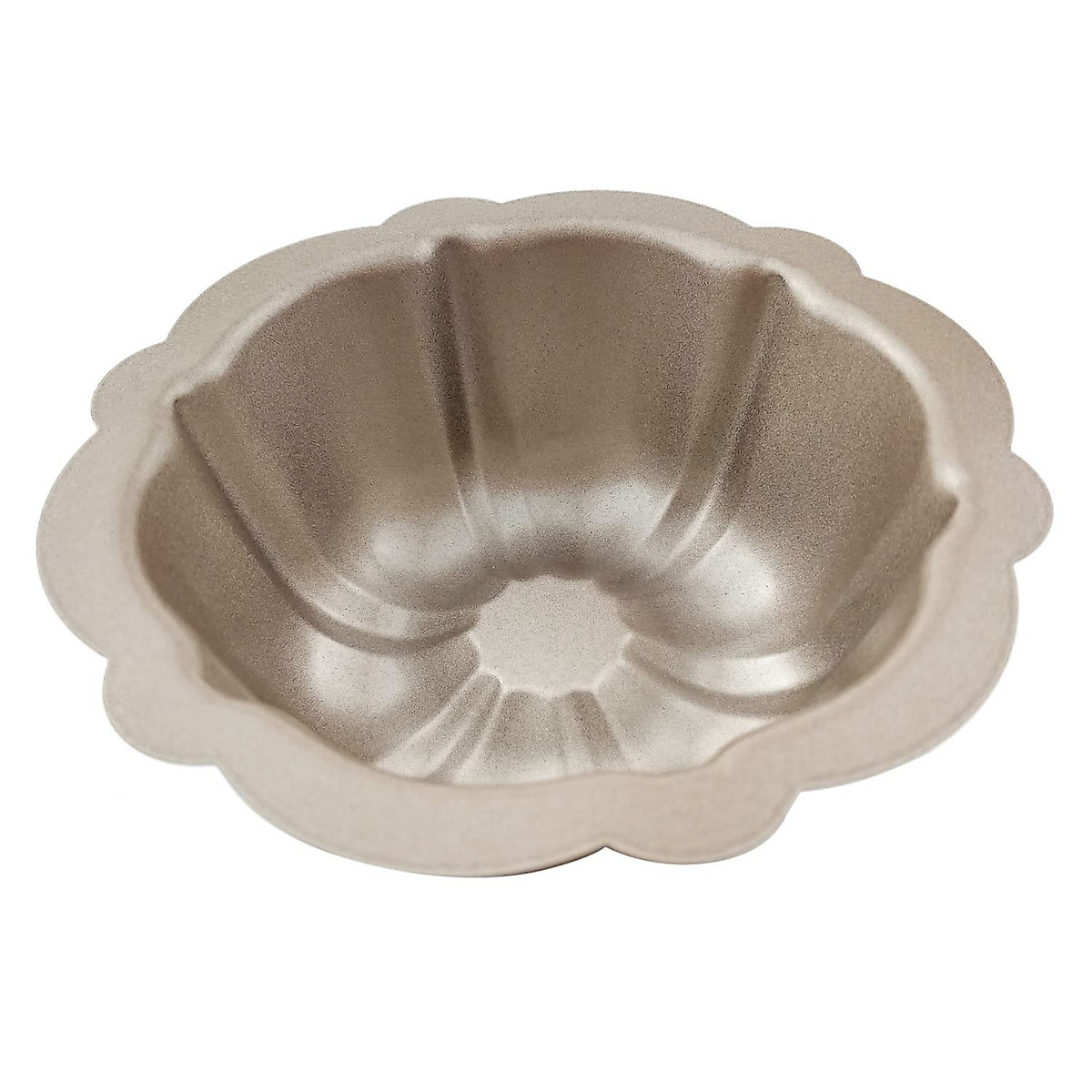 LoveDeal 4 Inch Nonstick Mini Bundt Cake Pan, Set of 4 for Baking, Carbon Steel Fluted Cake Pans, Metal Round Pumpkin Shaped Cake Mould for Cupcake, Muffin, Brownie, Pudding - Gold