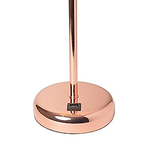 Limelights LC2002-RGD-2PK Rose Gold Stick Lamp with USB Charging Port and White Fabric Shade 2 Pack Table Desk Lamp Set