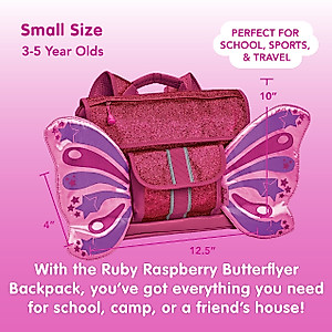 Bixbee Toddler Backpack, Ruby Raspberry Sparkly Butterfly Bookbag for Girls & Boys Ages 3-5 | Daycare, Preschool, Elementary School Bag for Kids | Easy to Carry & Water Resistant
