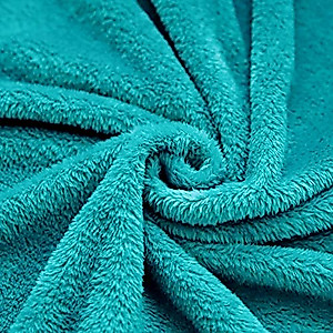 FY FIBER HOUSE Flannel Fleece Throw Blanket Super Soft Lightweight Microfiber with Stone Print for Couch, 50"X60", Teal