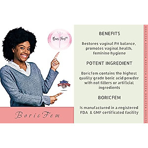 N'More Boric Acid Vaginal Suppositories- 100% Pure - Made in USA- Boricfem Vaginal Health Supplement- 30 Servings (Pack of 1)