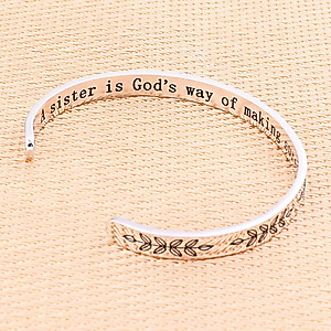 M MOOHAM Sister Gifts from Sister Bracelets Gifts - Sisters Birthday Christmas Jewelry Gifts from Sister Stainless Steel Cuff Bangle Bracelet, Mothers Day Present Gifts for Sister Birthday