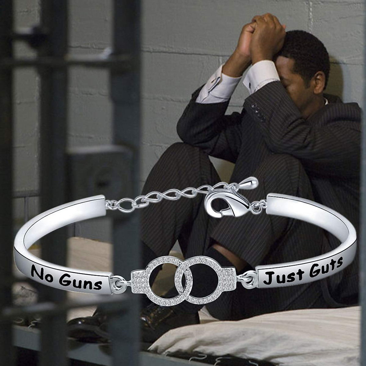 HOLLP Correctional Officer Gifts No Guns Just Guts Keychain Gift for Guard Prison Officer (Bracelet-S)