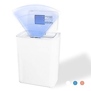 INFURIDER Automatic Plastic Trash Can with Lid, 3.7 Gallon/14L Touchless Intelligent Induction Motion Sensor Dustbin Garbage Waste Bin for Home Bedroom Kitchen(White)