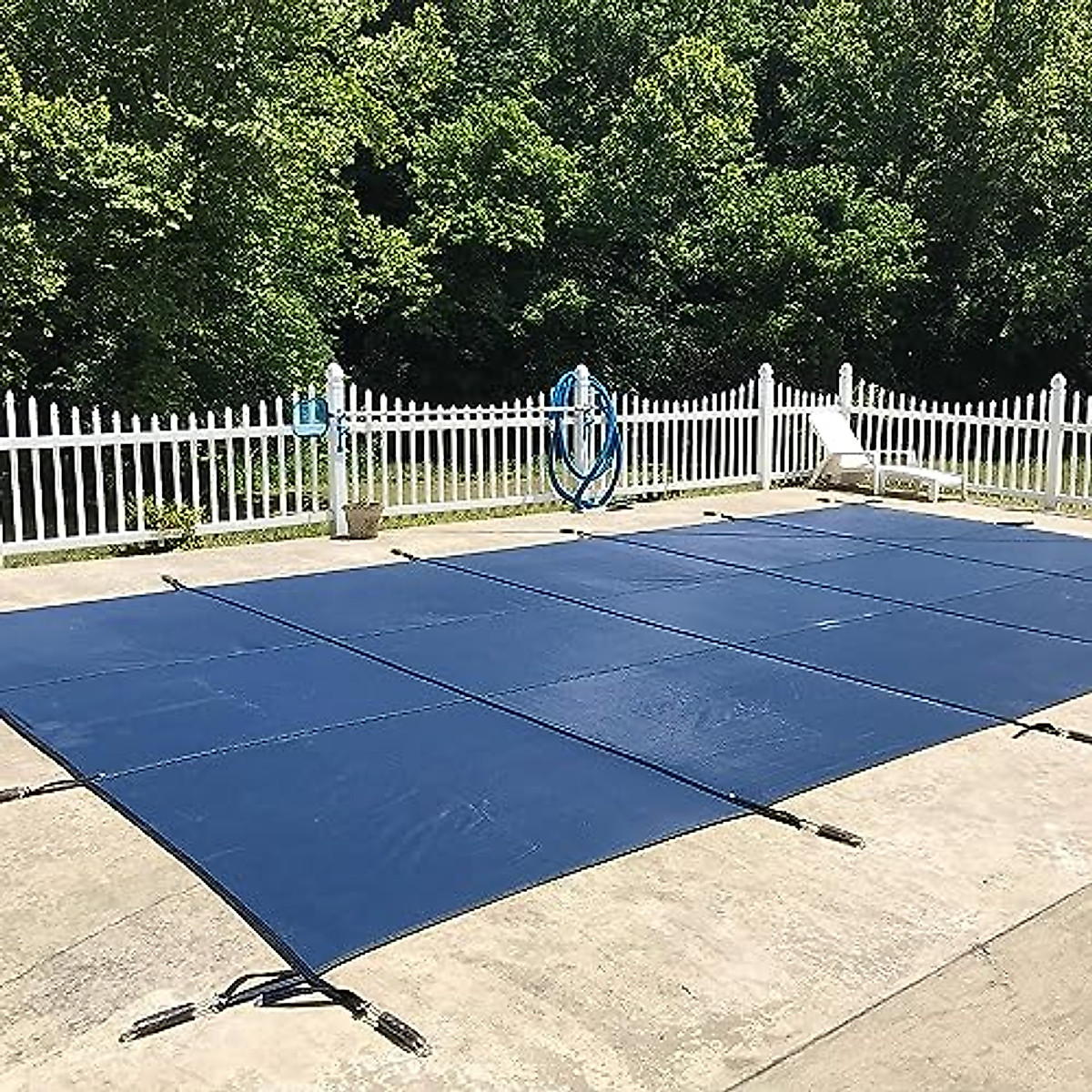 WaterWarden SCMB1224 Safety Cover for 12' x 24' Inground Pools, 15-Year Warranty, UL Classified to ASTM F1346, Triple Stitched for MAX Strength, Hardware Included, 12'x24', Blue Mesh