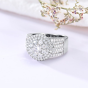 2 Carat (ctw) Round Cut Moissanite Halo Engagement Ring for Women in 925 Sterling Silver/10k Gold/14k Gold/18k Gold, 2 Carat Moissanite Engagement Ring, Customizable Sterling Silver/10k gold/14k gold/18k gold (White, Customize)