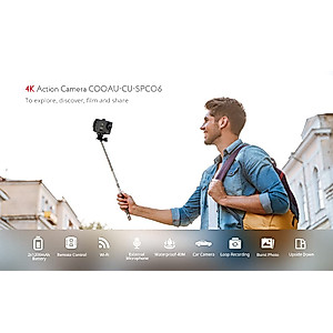 COOAU Action Camera HD 4K 20MP WiFi with External Microphone, Underwater Camera 40M with Remote Control, Waterproof Sport Camera 170° Wide Angle Time Lapse, 2x1200mAh Batteries/16 Accessories