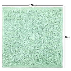 SIMPLY LOFTY Cotton Washcloths 12” x 12” (12 Pack) Premium Fingertip Towels Highly Absorbent Facial Towels for Bathroom 100% Ring Spun Cotton Wash Cloth Set (Aqua Mint)