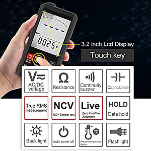 Kaemeasu Big Screen Auto Recognition Smart Mini Touch Digital Multimeter Ultra-Thin Pocket Electronic Repair Tools KM-DM06A